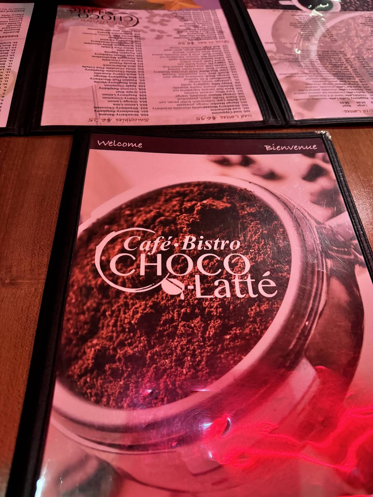 Menu au Café Choco-Latté, Montréal, Dollard Ave