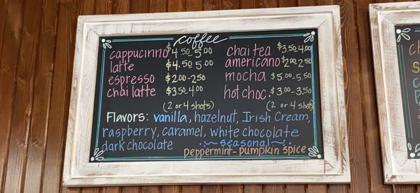 Menu at Cimarron Mercantile cafe, Cimarron