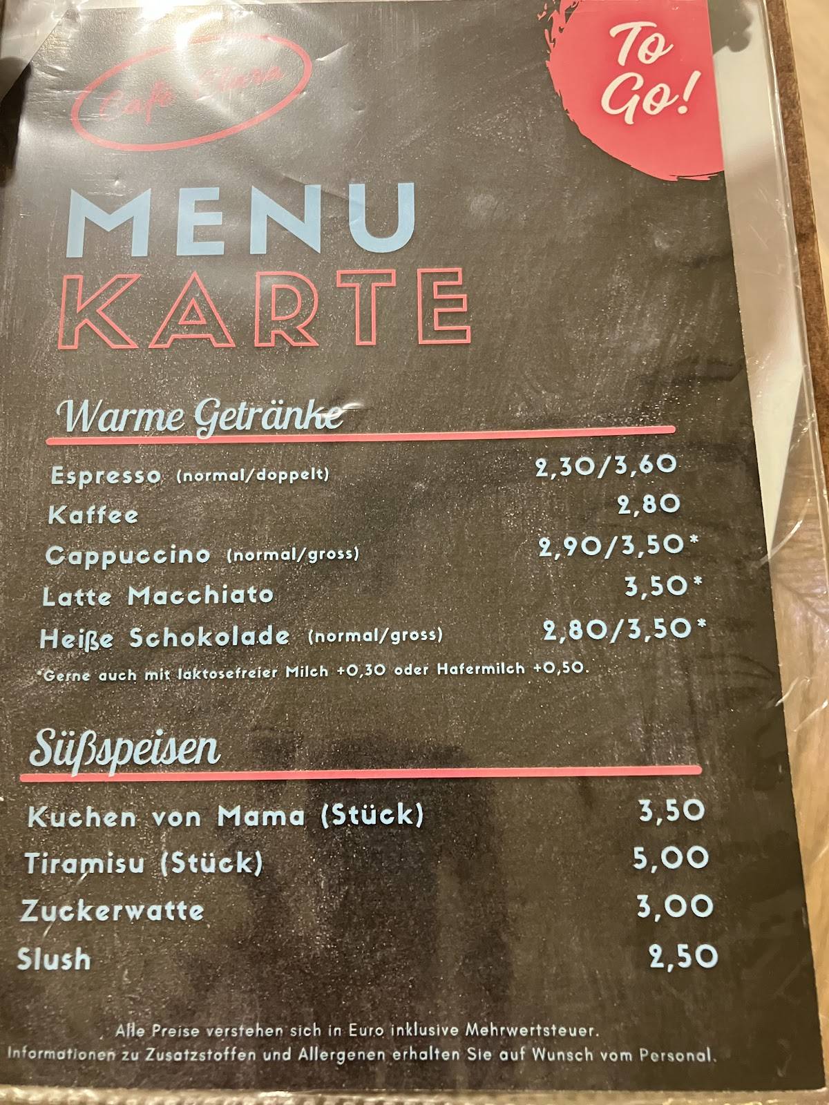 Speisekarte von Café Clara cafe, Frankfurt am Main