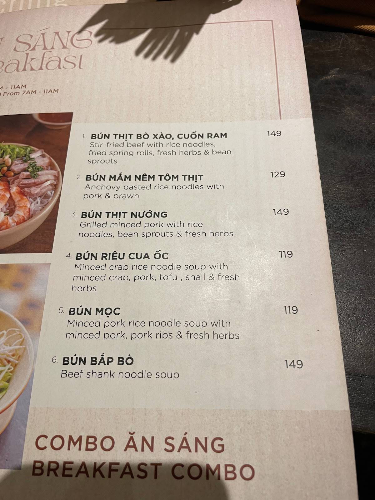 Menu at Coffee House Hào Bàng, Ho Chi Minh City