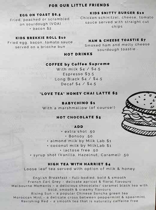 Menu at Common Room. cafe, Ringwood