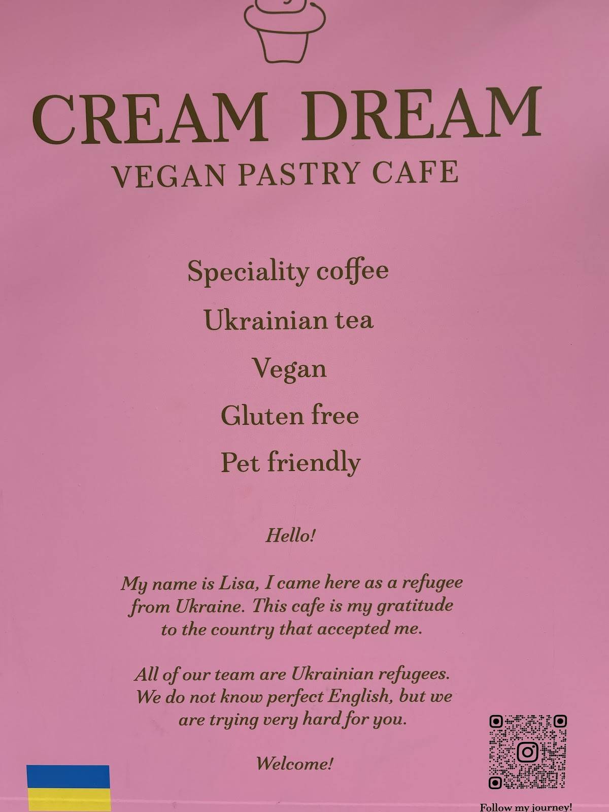 Menu at Cream Dream Vegan Pastry Cafe, London
