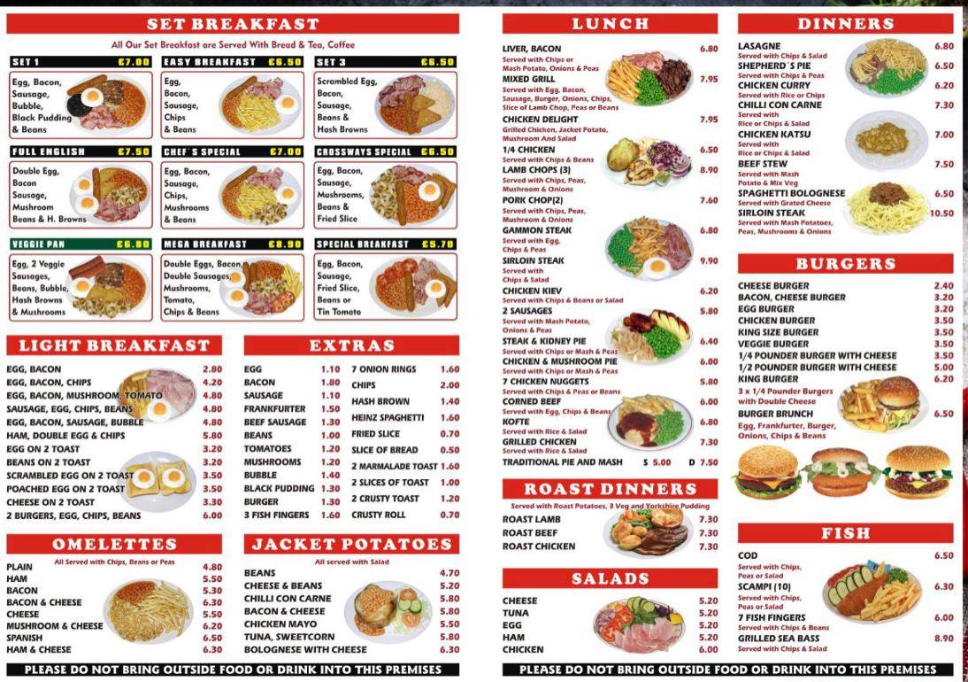 Menu at Crossways Cafe London, London
