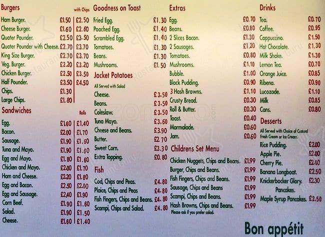 Menu at Cafe Delight, Surbiton, 410 Ewell Rd