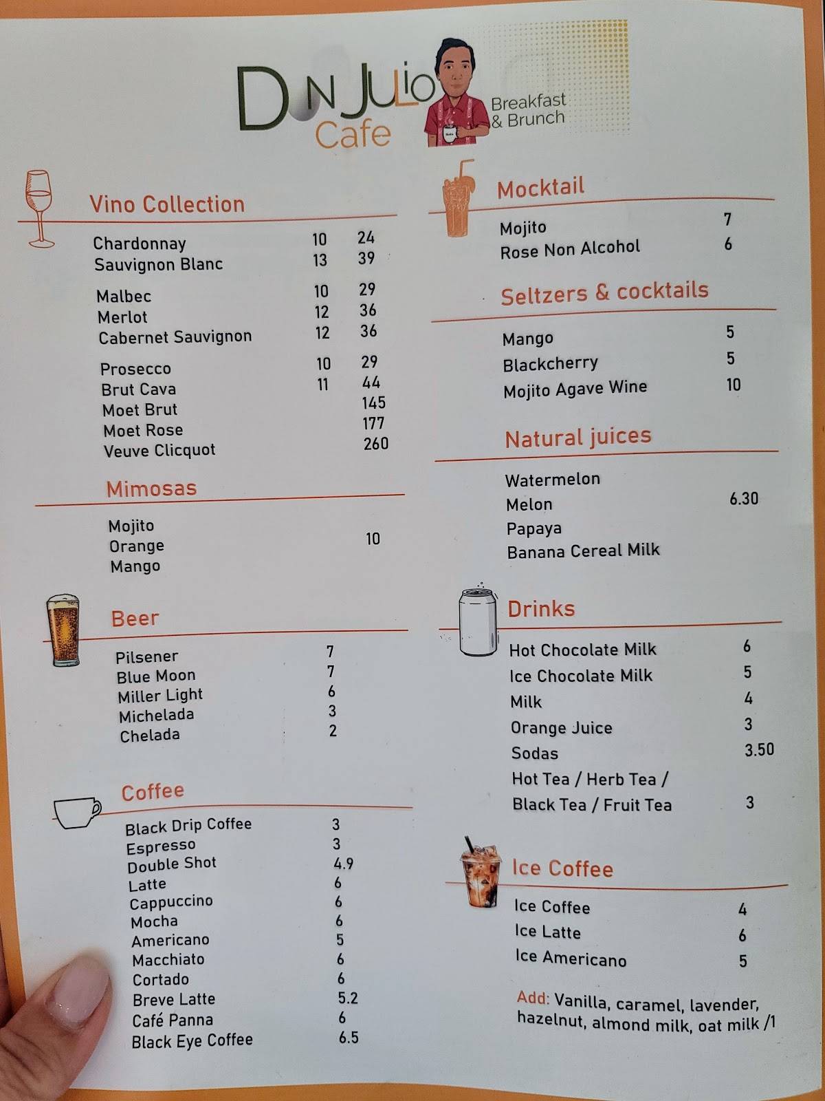 Menu at Don Julio Cafe, Skokie