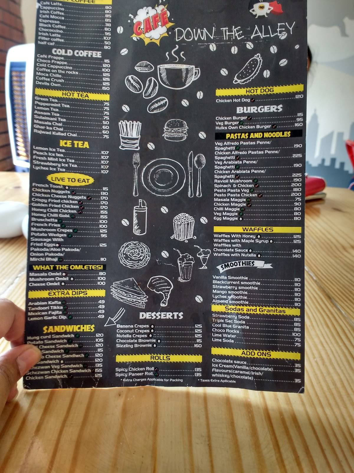 Menu at Cafe Down The Alley, Bengaluru