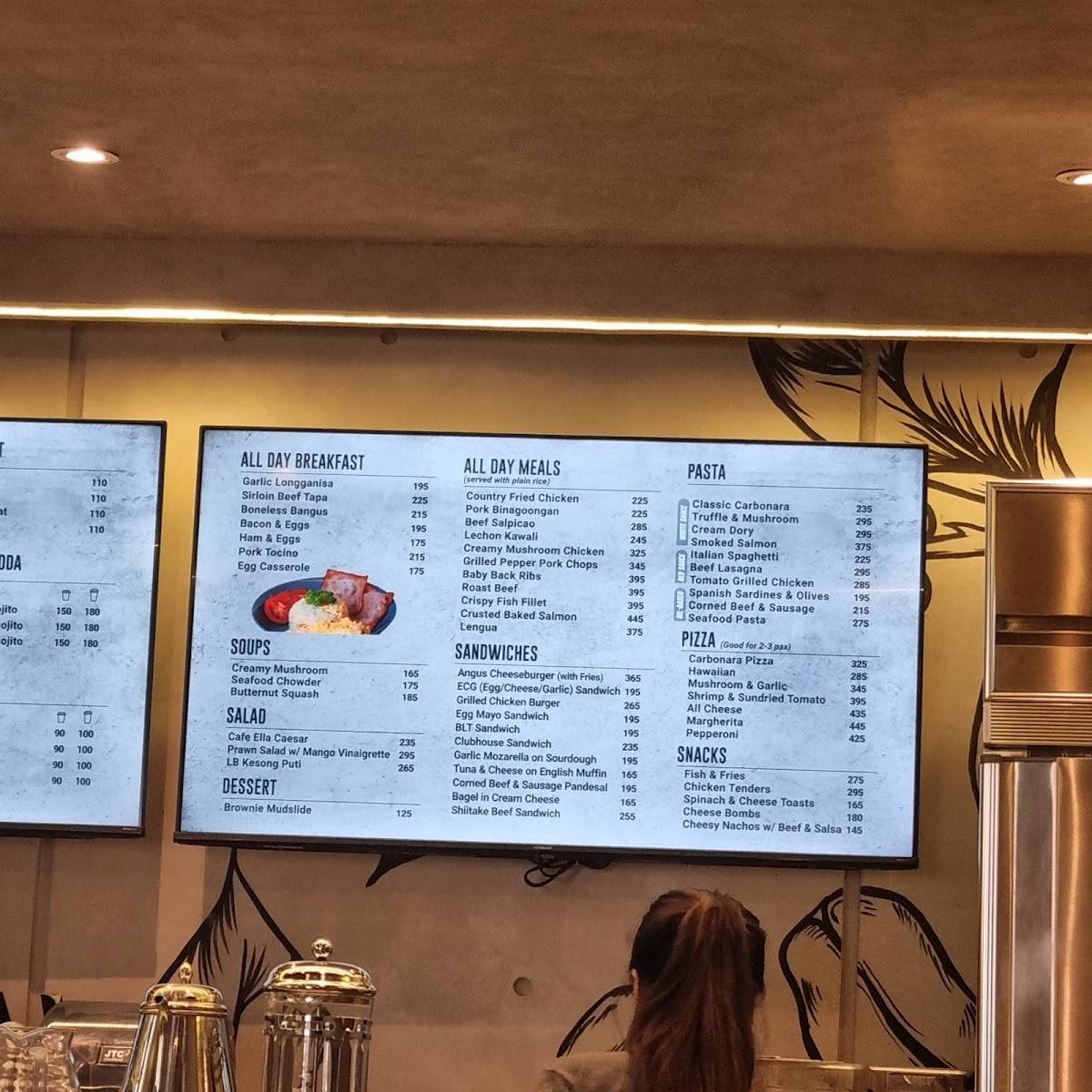 Menu at Cafe Ella, Los Baños