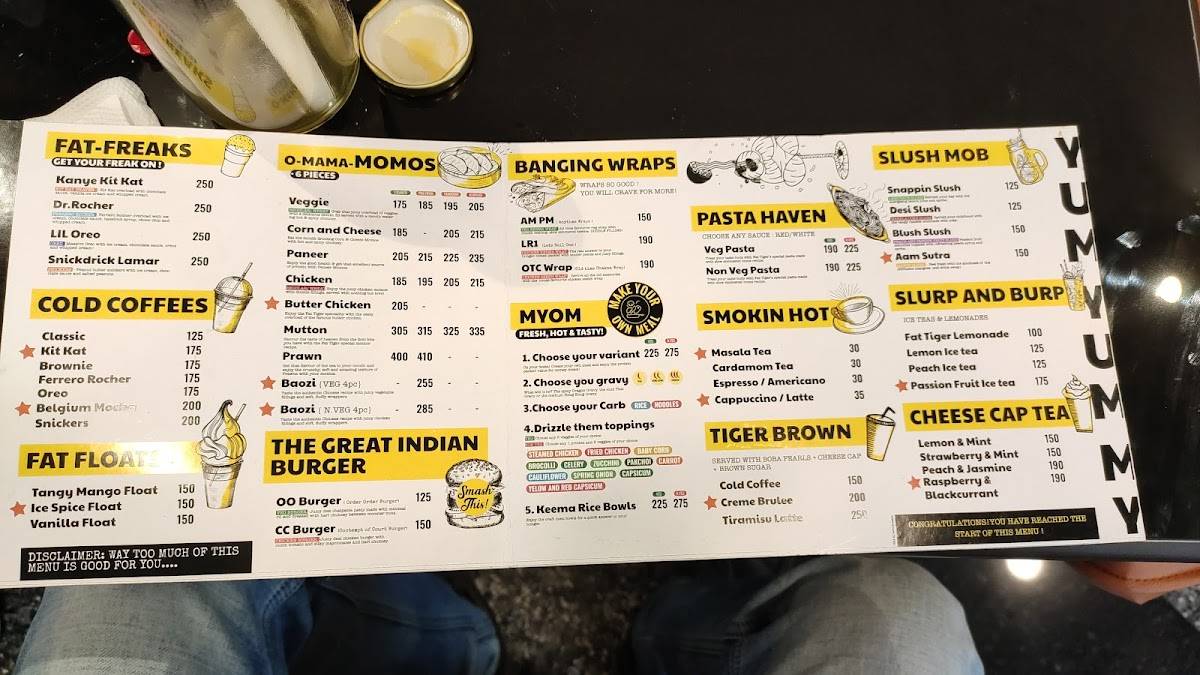 Menu at Fat tiger, Lucknow, Vishal Khand 3