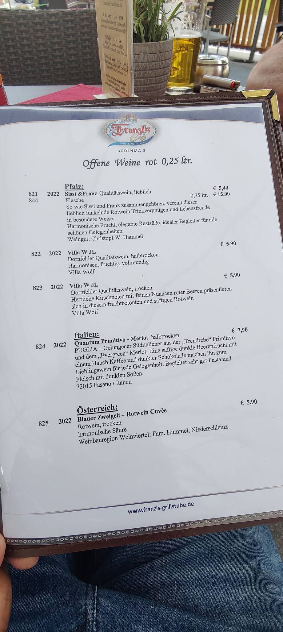 Speisekarte von Franzl's Grill und Weinstube cafe, Bodenmais