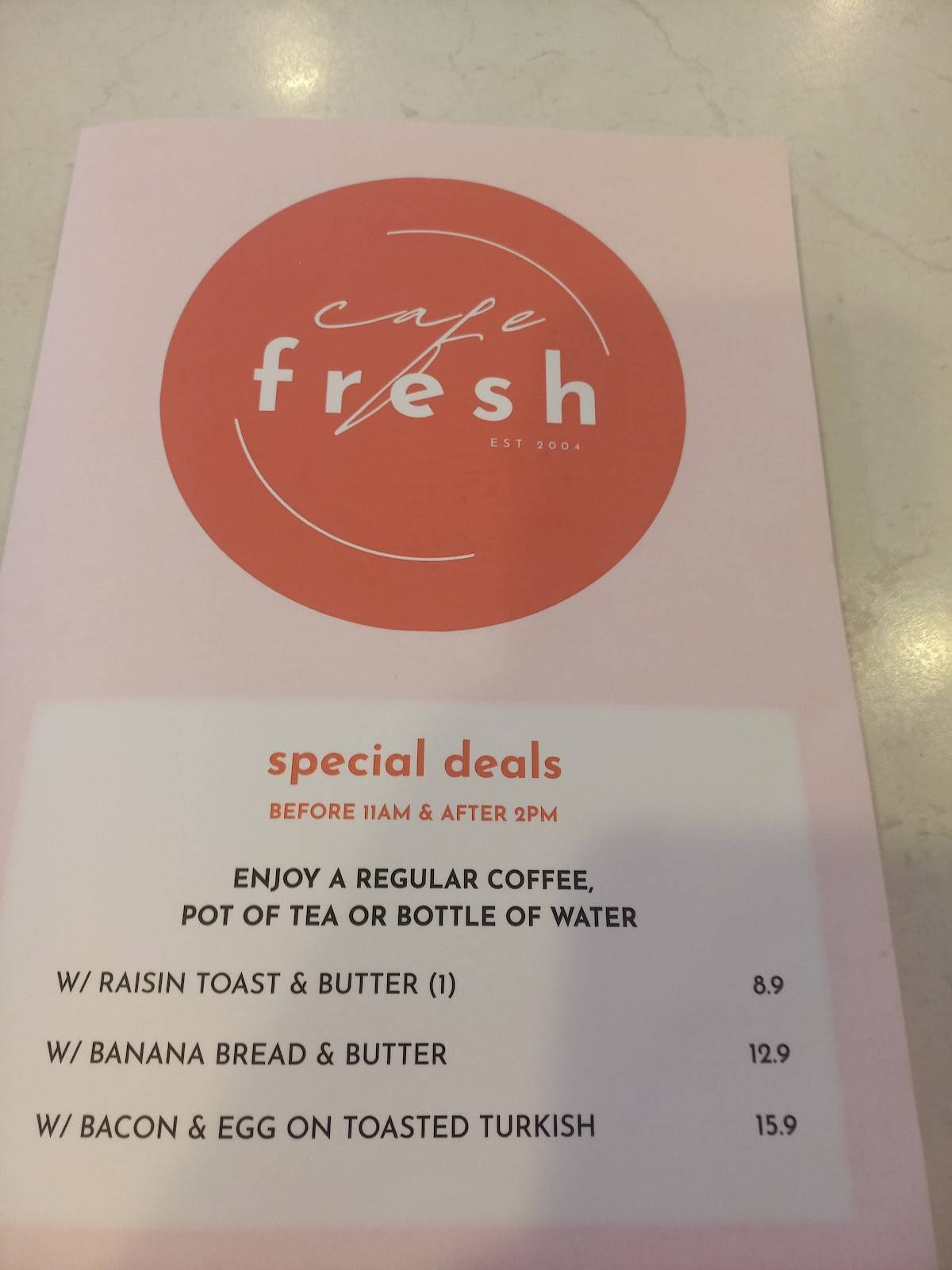 Menu at Cafe Fresh, Charlestown, Charlestown Square