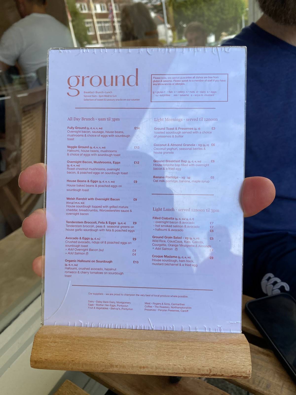 Menu at Ground Bakery, Penarth
