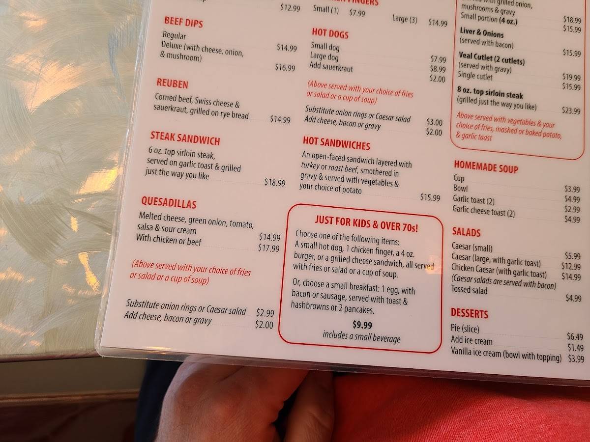 Menu at Hathaway's Diner cafe, Edmonton