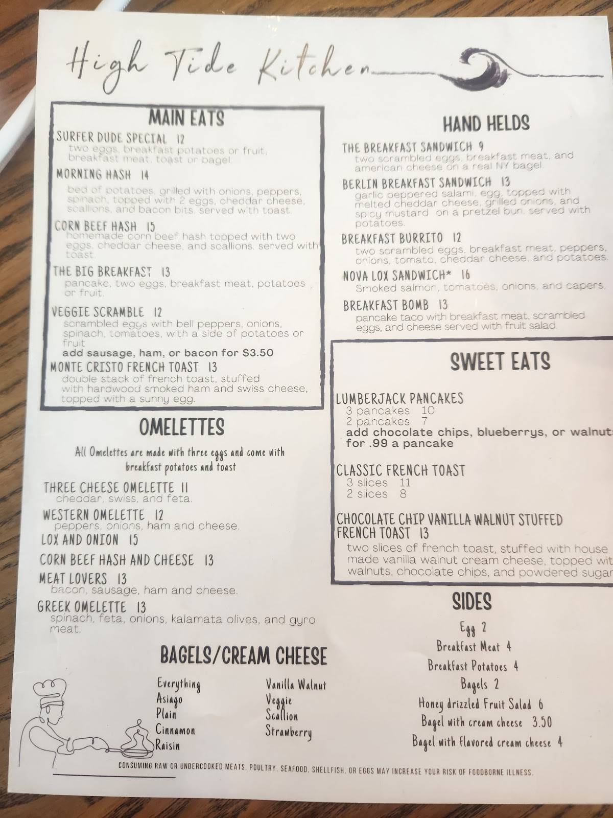 Menu at High Tide Kitchen cafe, Daytona Beach