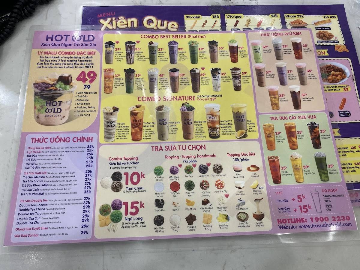Menu at Hot and Cold Milk Tea Rocket cafe, Ho Chi Minh City