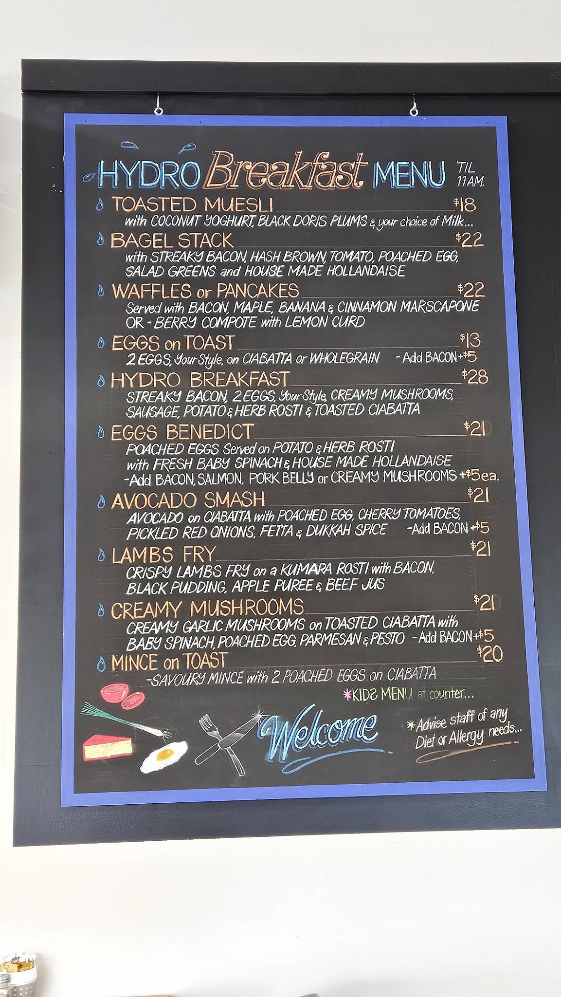 Menu at Hydro Eatery cafe, Turangi