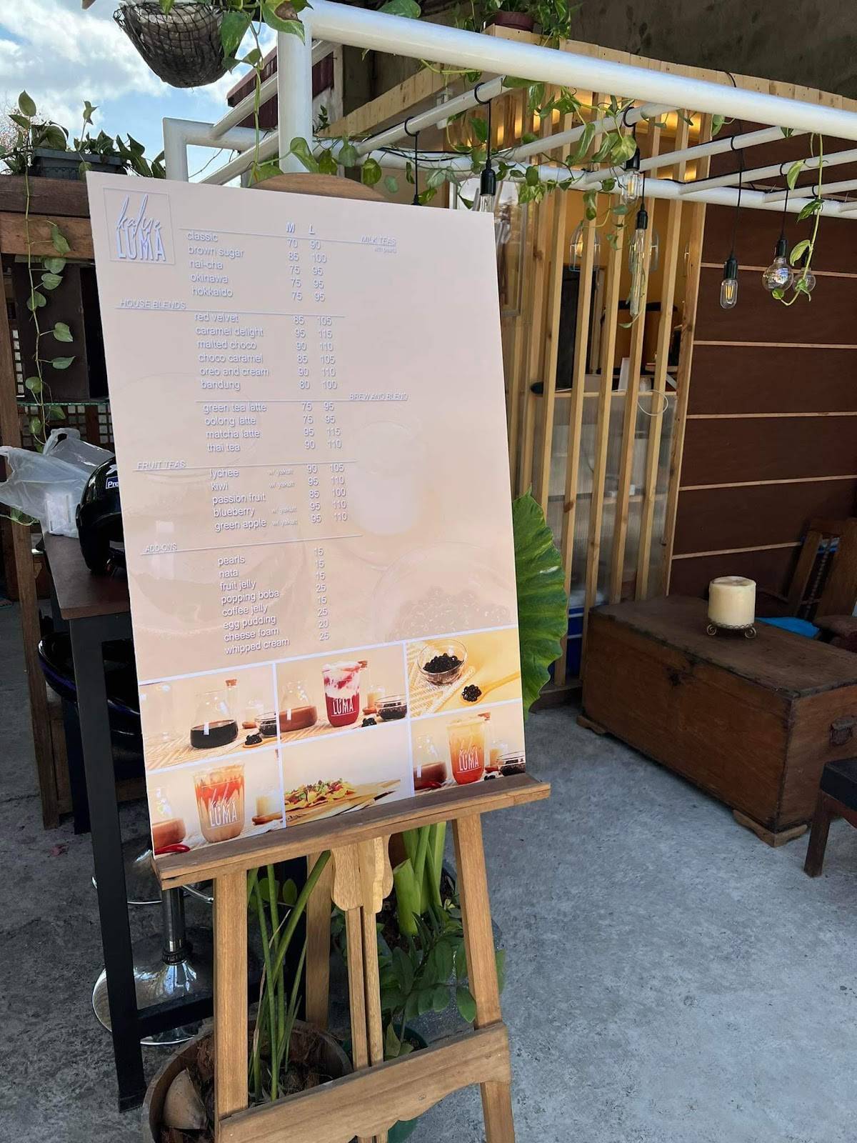 Menu at Kalye Luma cafe, Plaridel