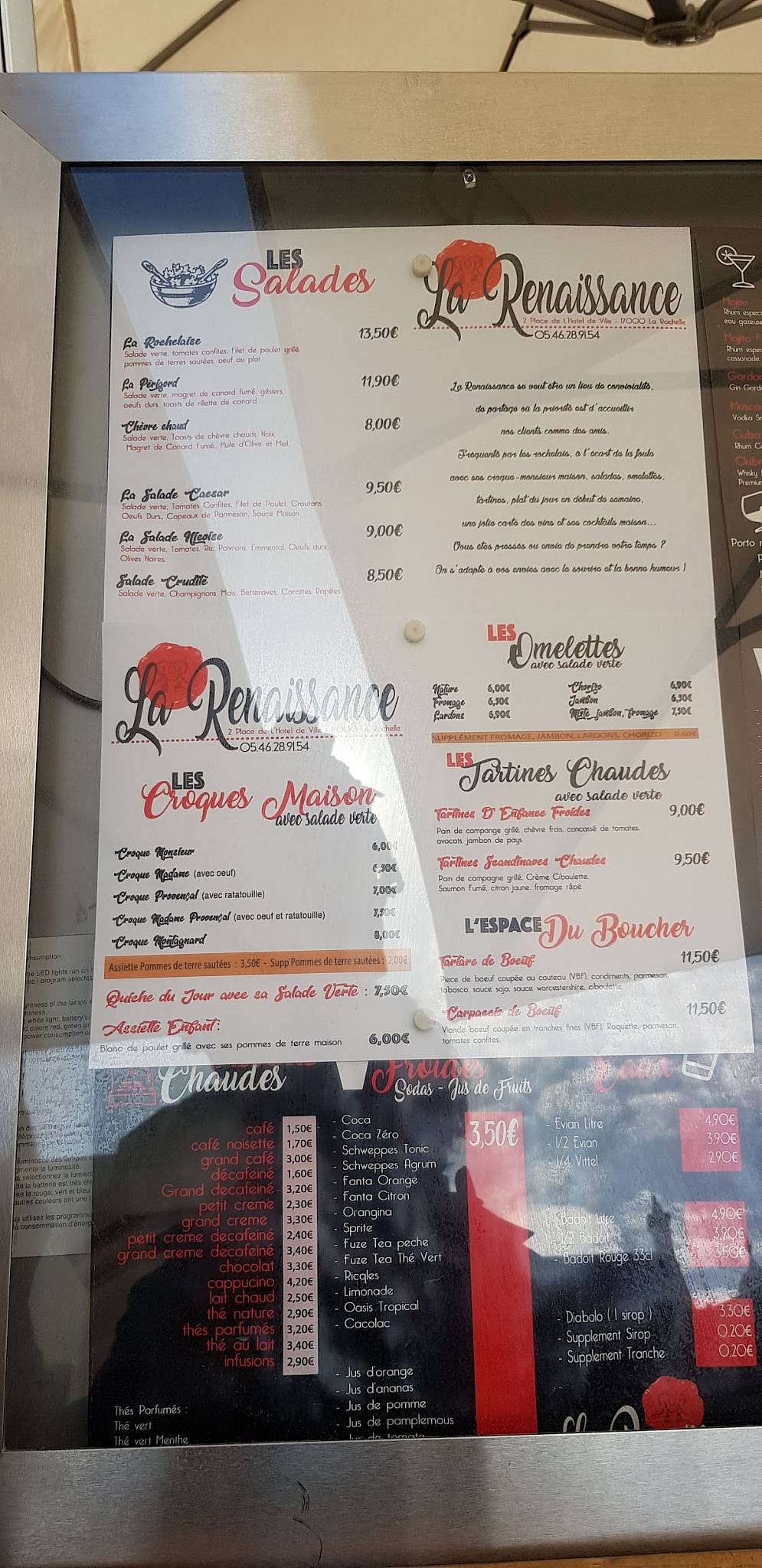 Menu at La Renaissance desserts, La Rochelle