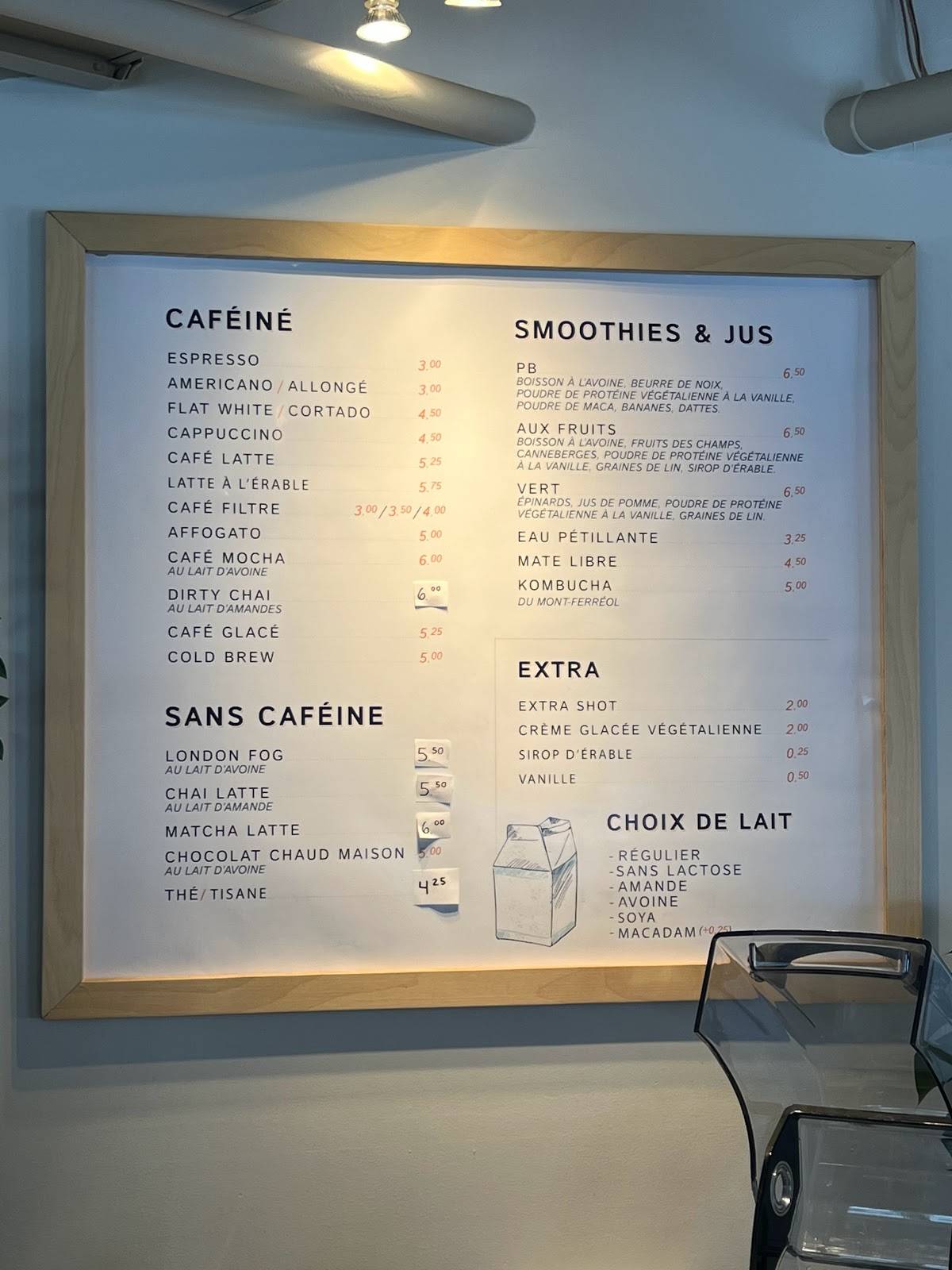Menu at Le Philtre Cafe, Québec City