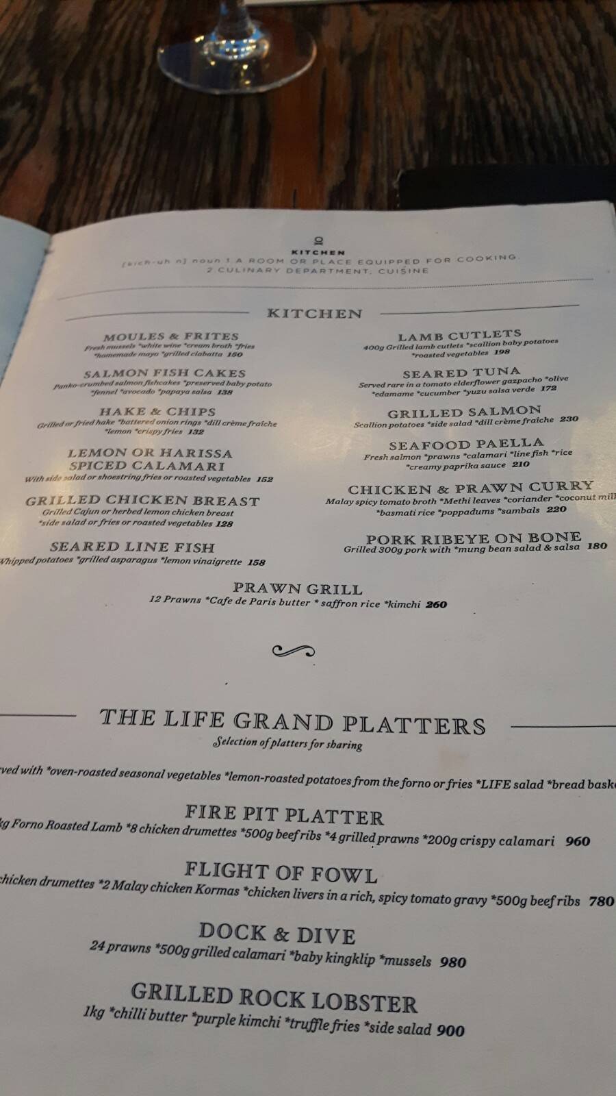 Menu at Life Grand Cafe Waterfront, Cape Town, 2 Pierhead Road