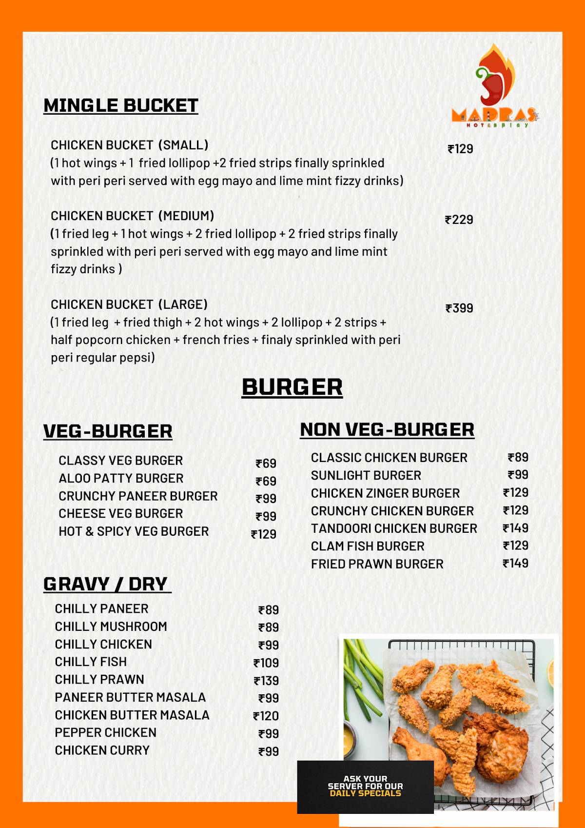 Menu at Madras Hot & Spicy, Chennai