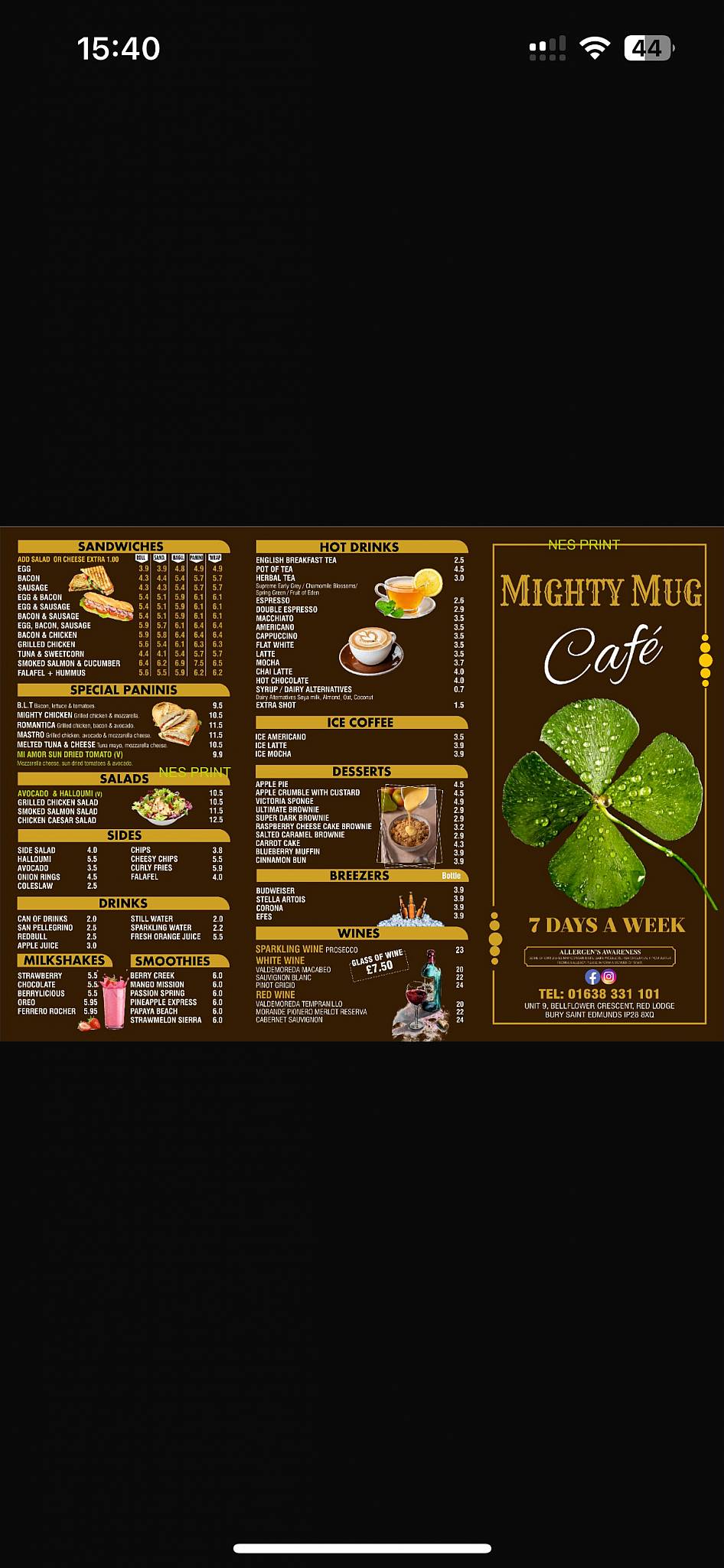 Menu at Mighty Mug Cafe, Red Lodge