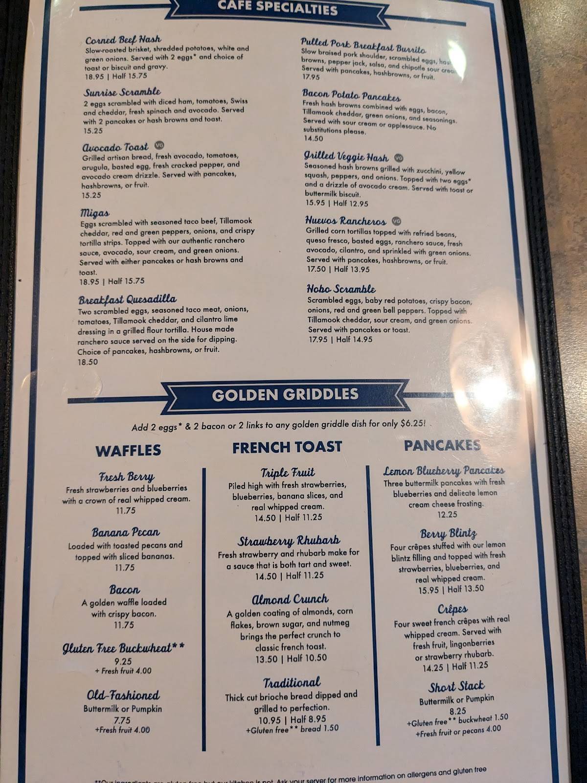 Menu at Mukilteo's Speedway Cafe, Mukilteo