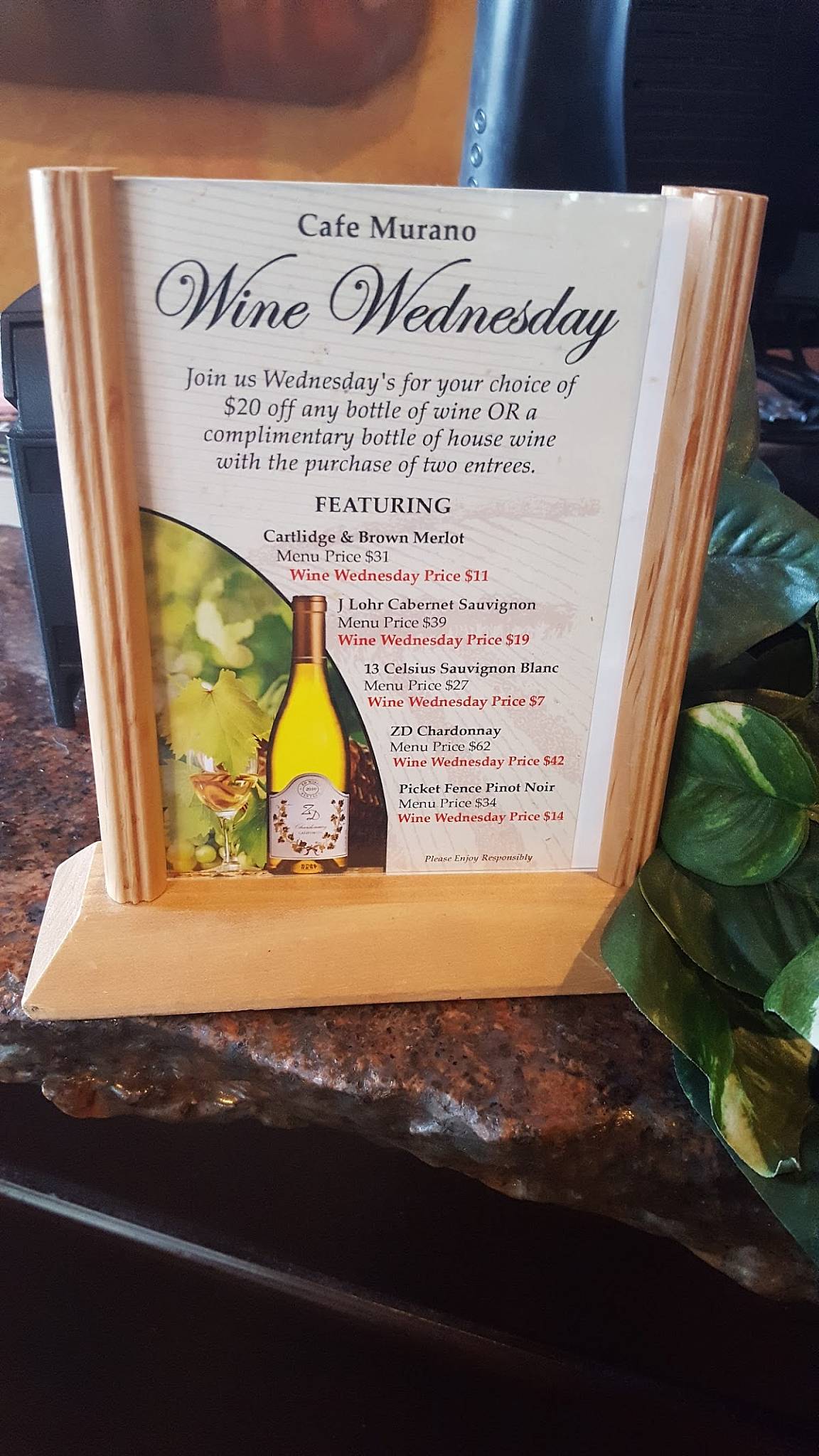 Menu at Cafe Murano, Altamonte Springs, 309 Cranes Roost Blvd