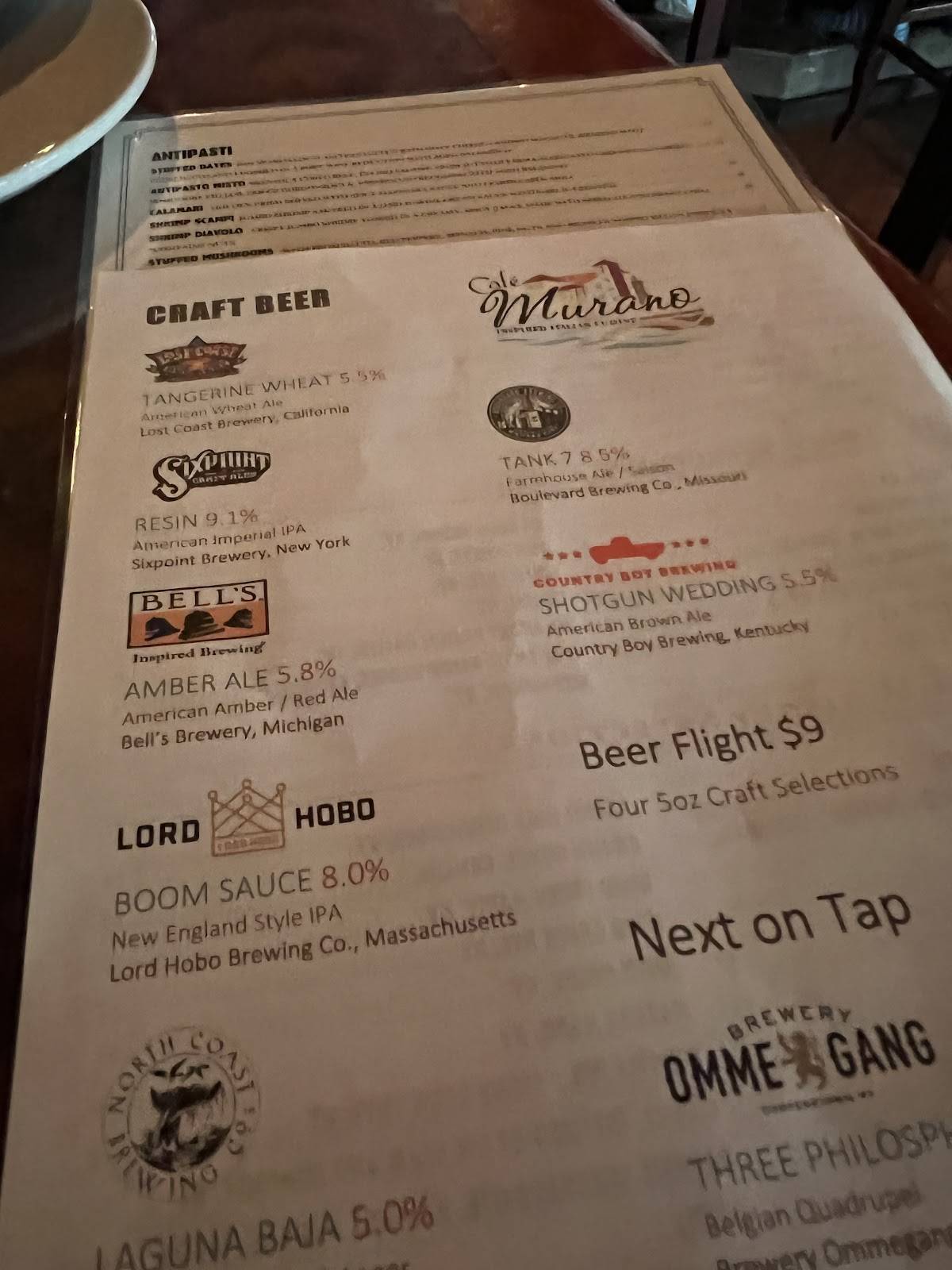 Menu at Cafe Murano, Altamonte Springs, 309 Cranes Roost Blvd