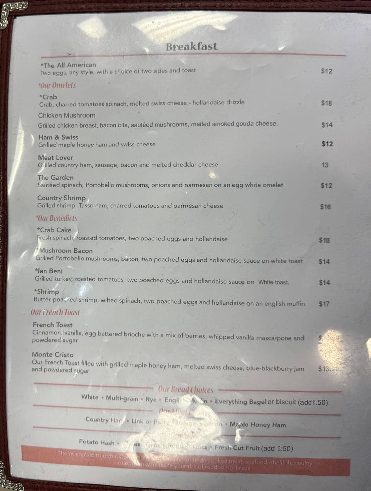 Menu at New Day Cafe, Leland