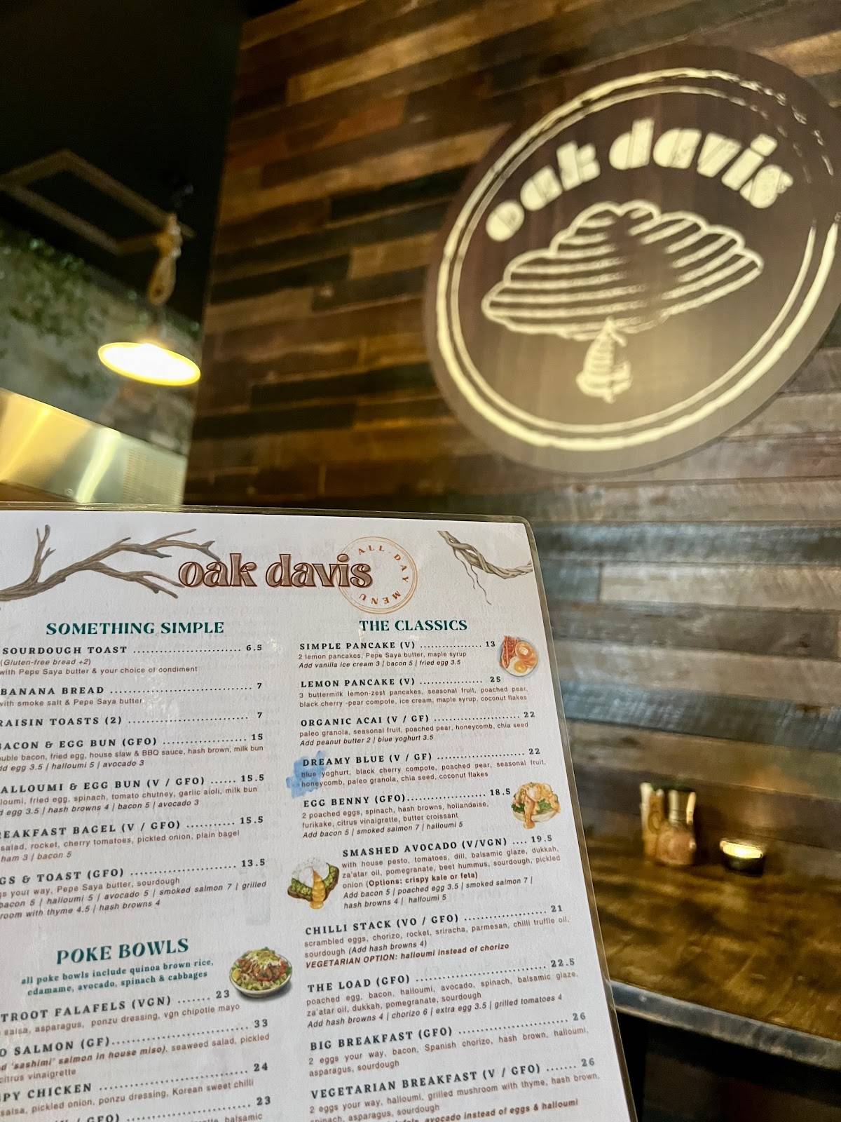 Menu at Oak Davis cafe, Sutherland