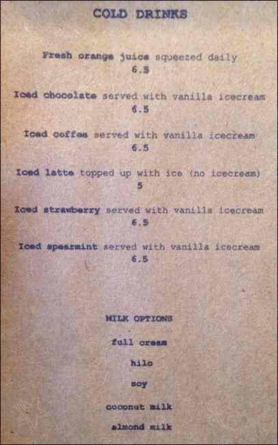 Menu at Little Olive Leaf Cafe, Willagee