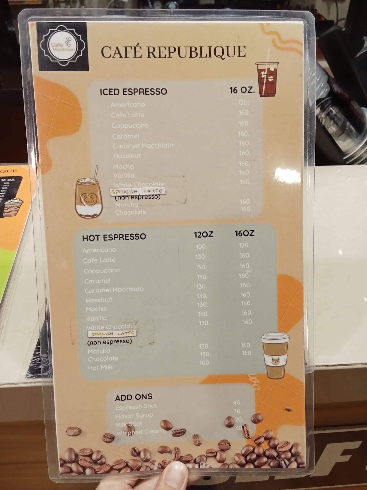 Menu at Café Republique CDO, Cagayan de Oro