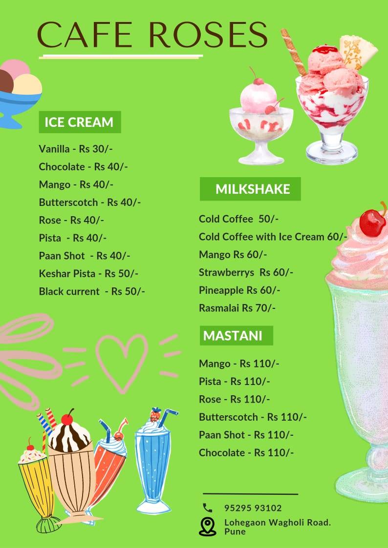 Menu at Cafe Roses, Pune