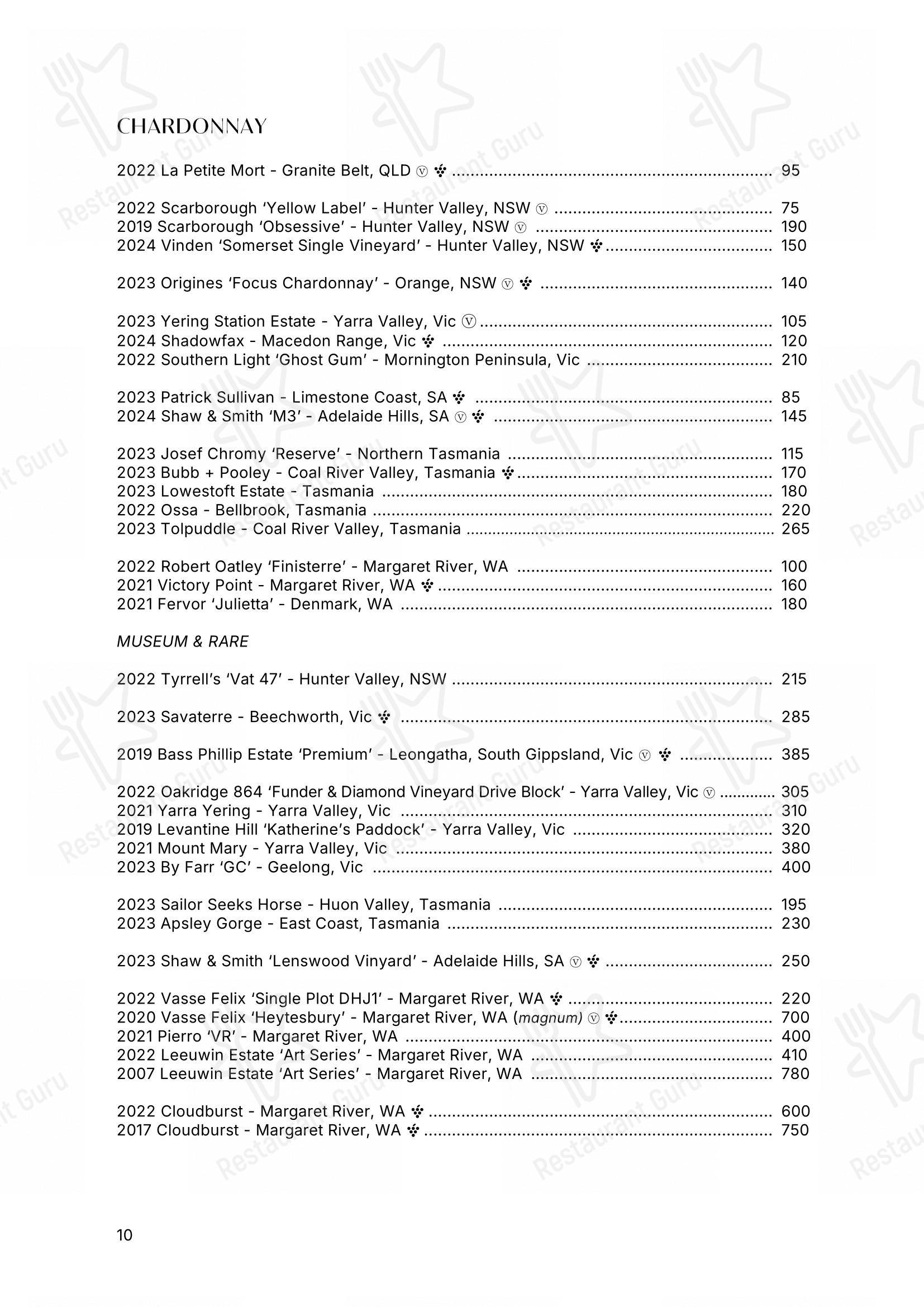 Menu at Cafe Sydney, Sydney, Level 5 Customs House