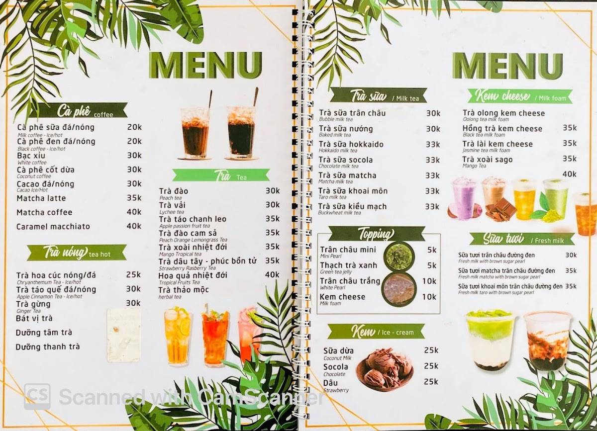 Menu at Tea Plus cafe, Hai Phong
