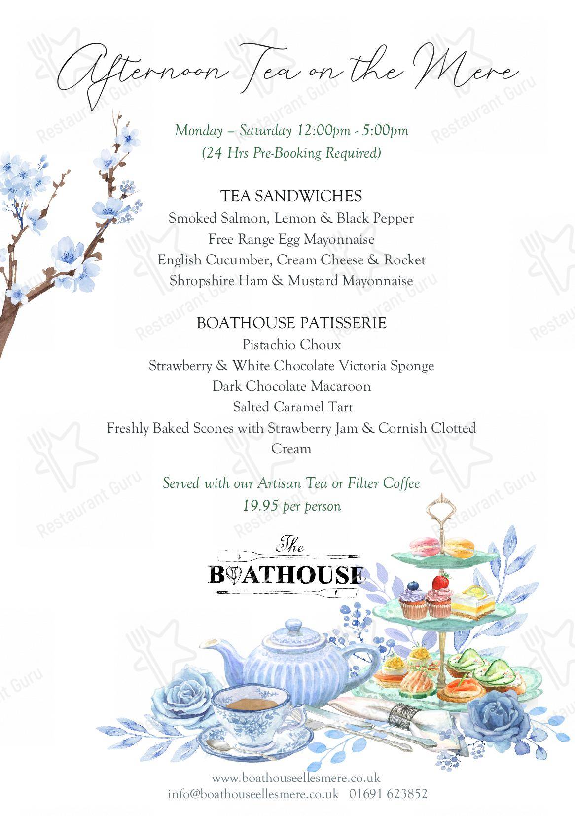 Menu at The Boat House cafe, Ellesmere