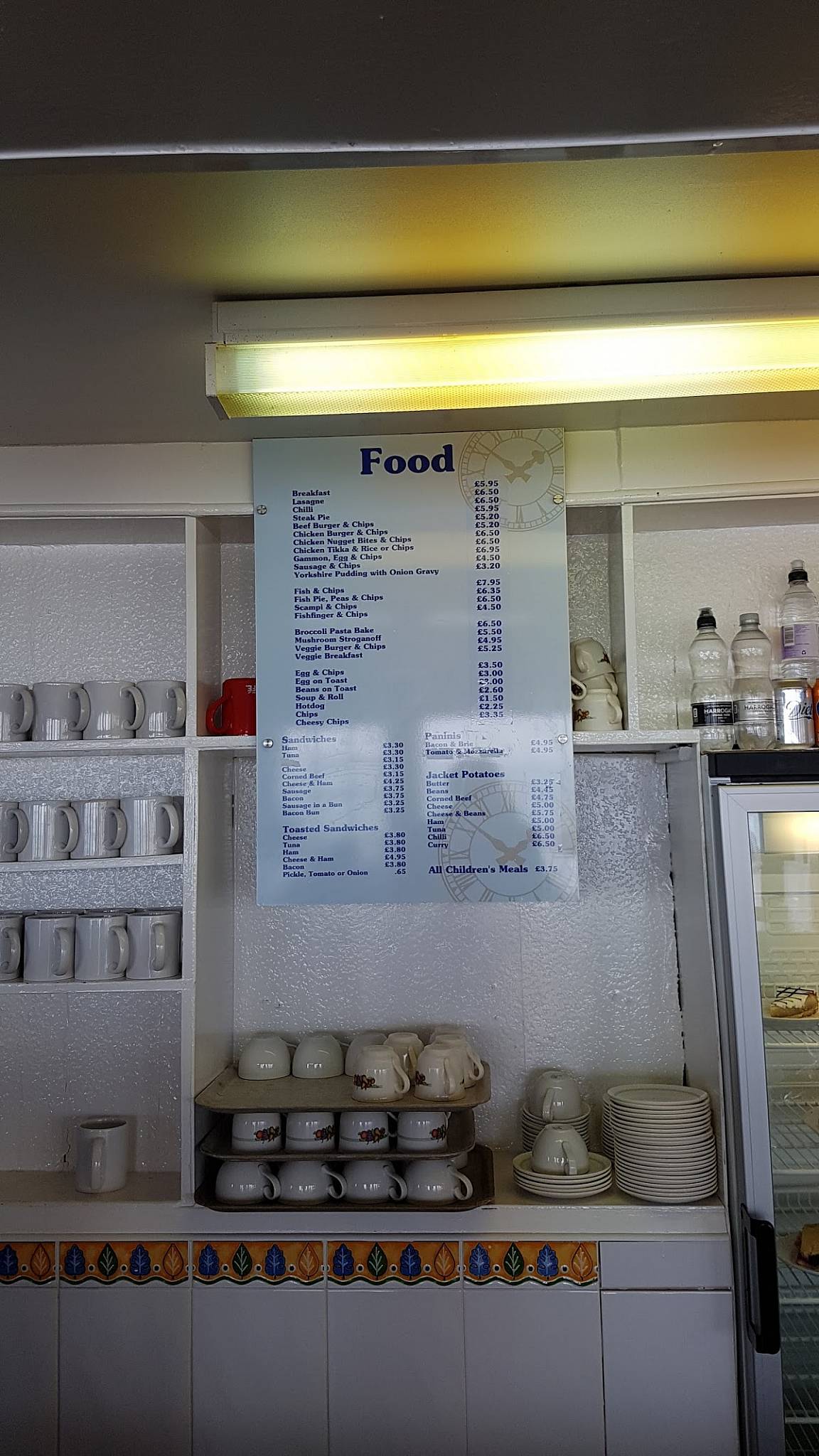 Menu at The Clock Cafe, Scarborough