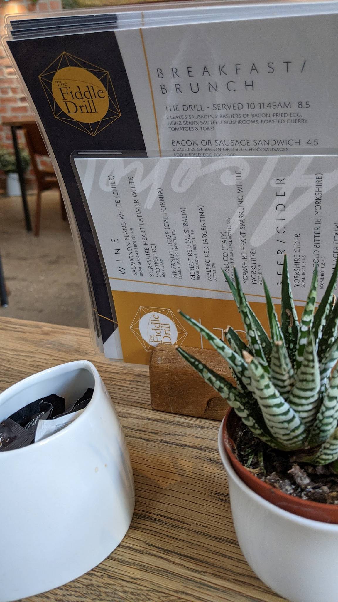 Menu at The Fiddle Drill cafe, Goodmanham