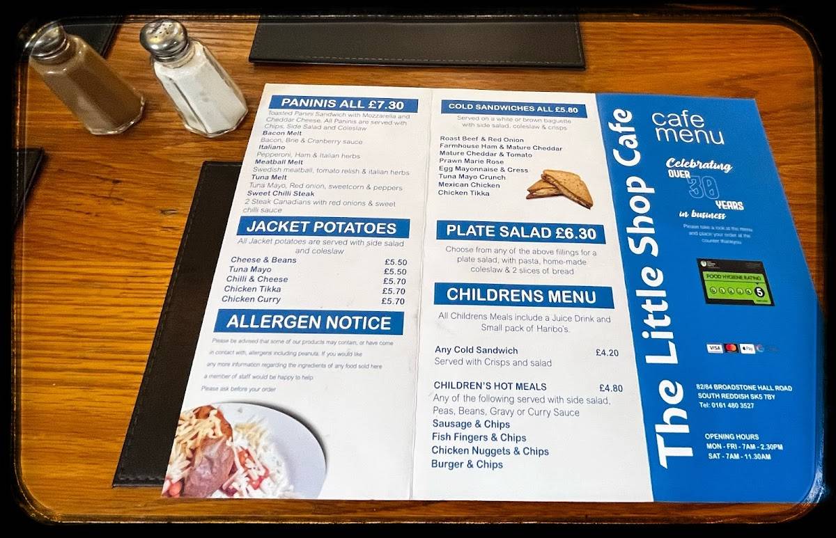 Menu at The Little Shop Cafe, Stockport