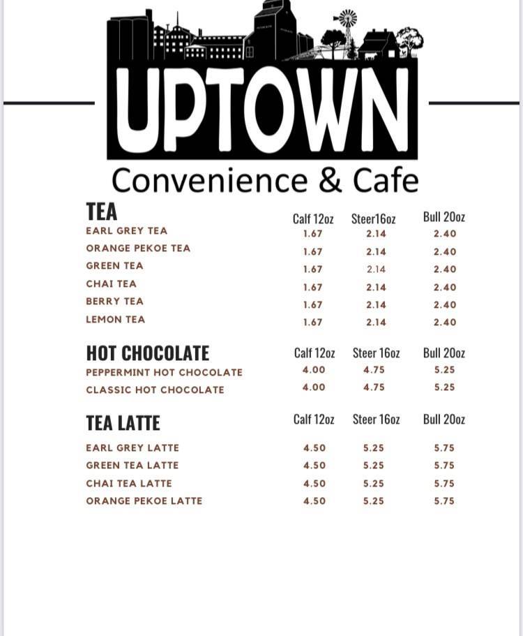 Menu at Uptown Convenience & Cafe Picture Butte AB, Picture Butte