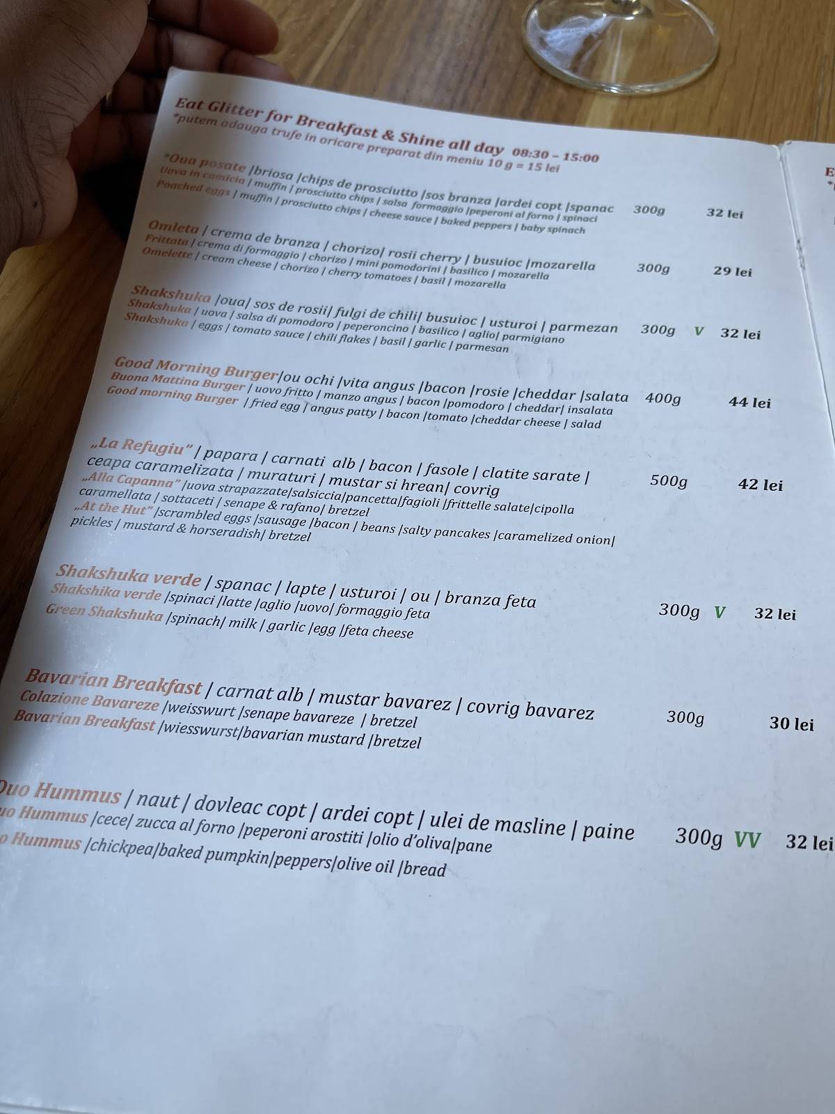 Menu at Zai Après Café, Timișoara