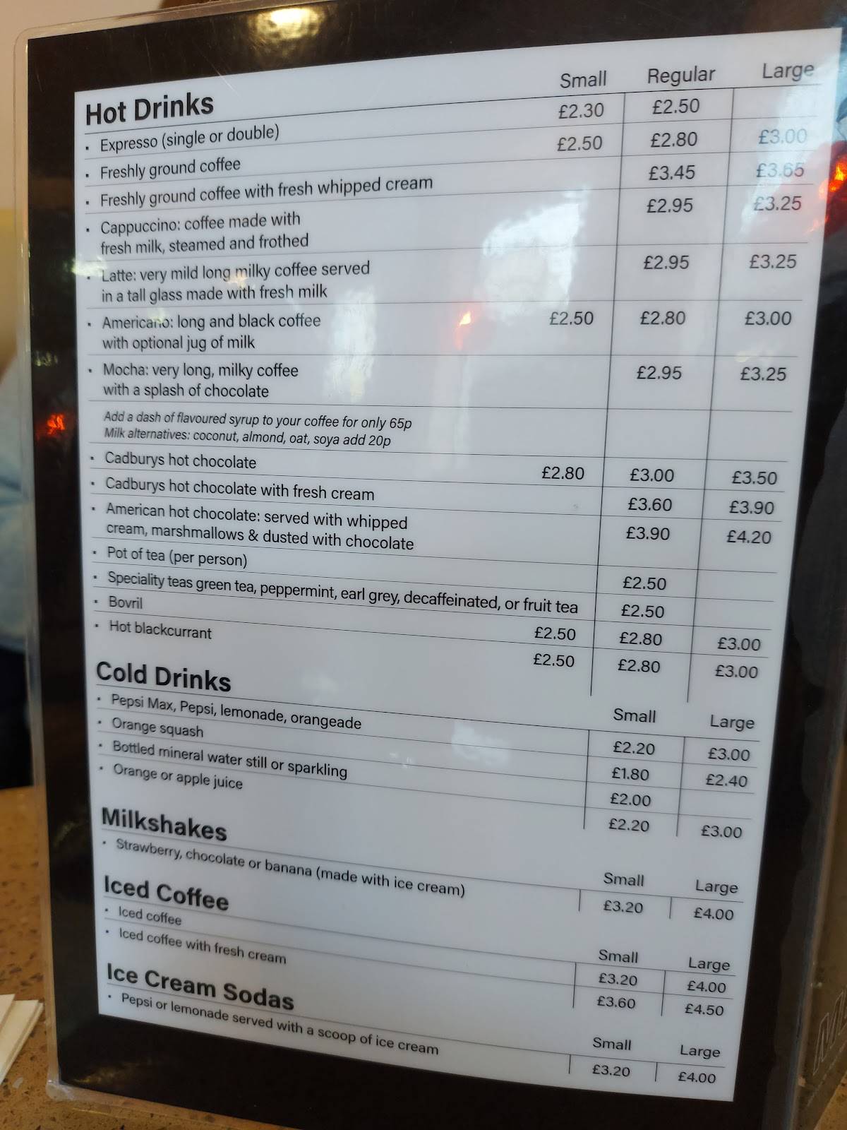 Menu at Café central cafe, Bognor Regis