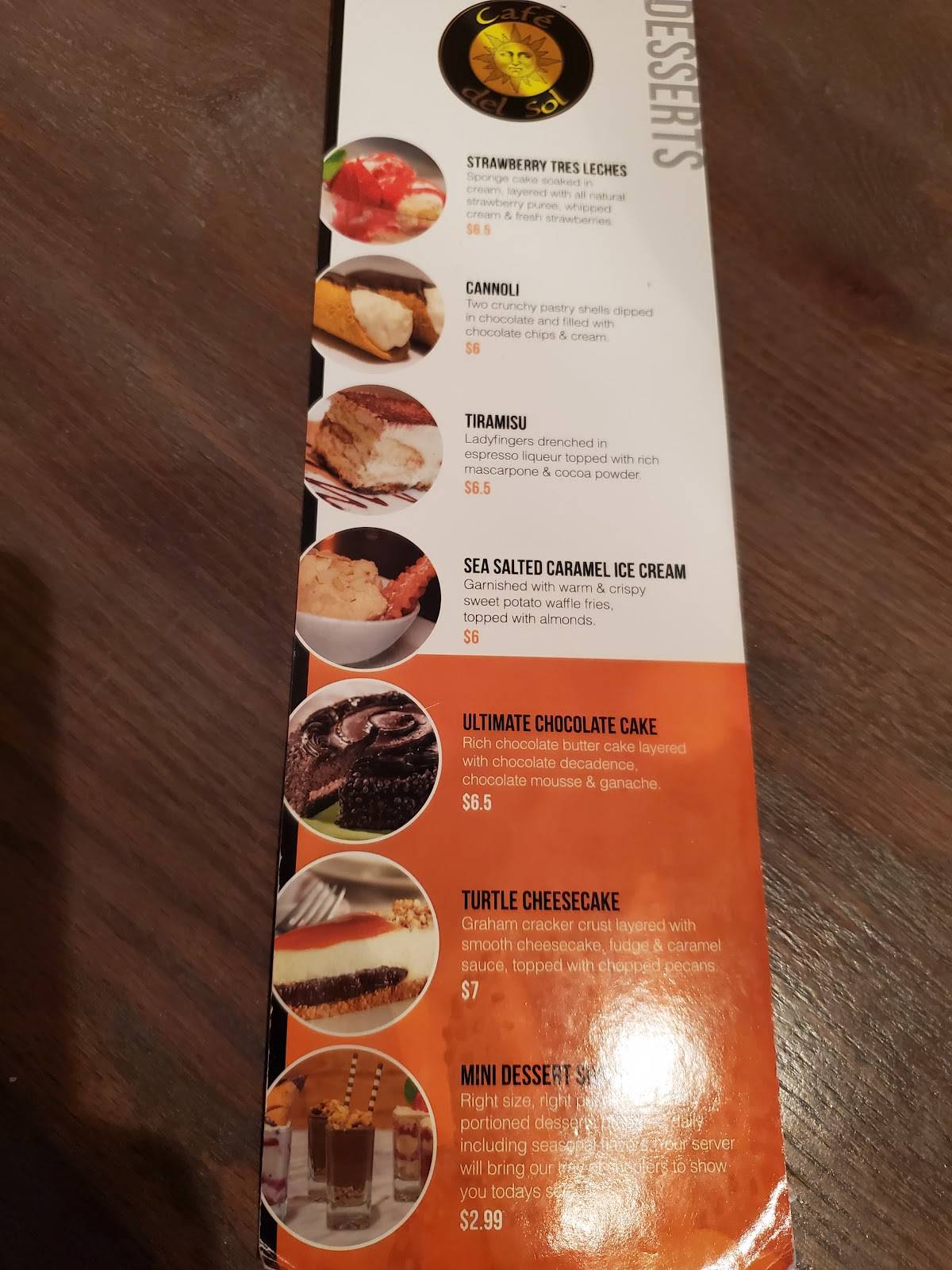 Menu at Café del Sol cafe, Winchester, 50 Featherbed Ln