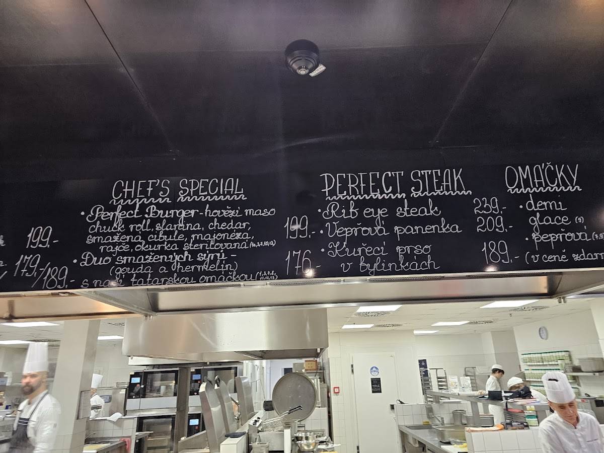 Menu at Bistro Hala cafeteria, Prague