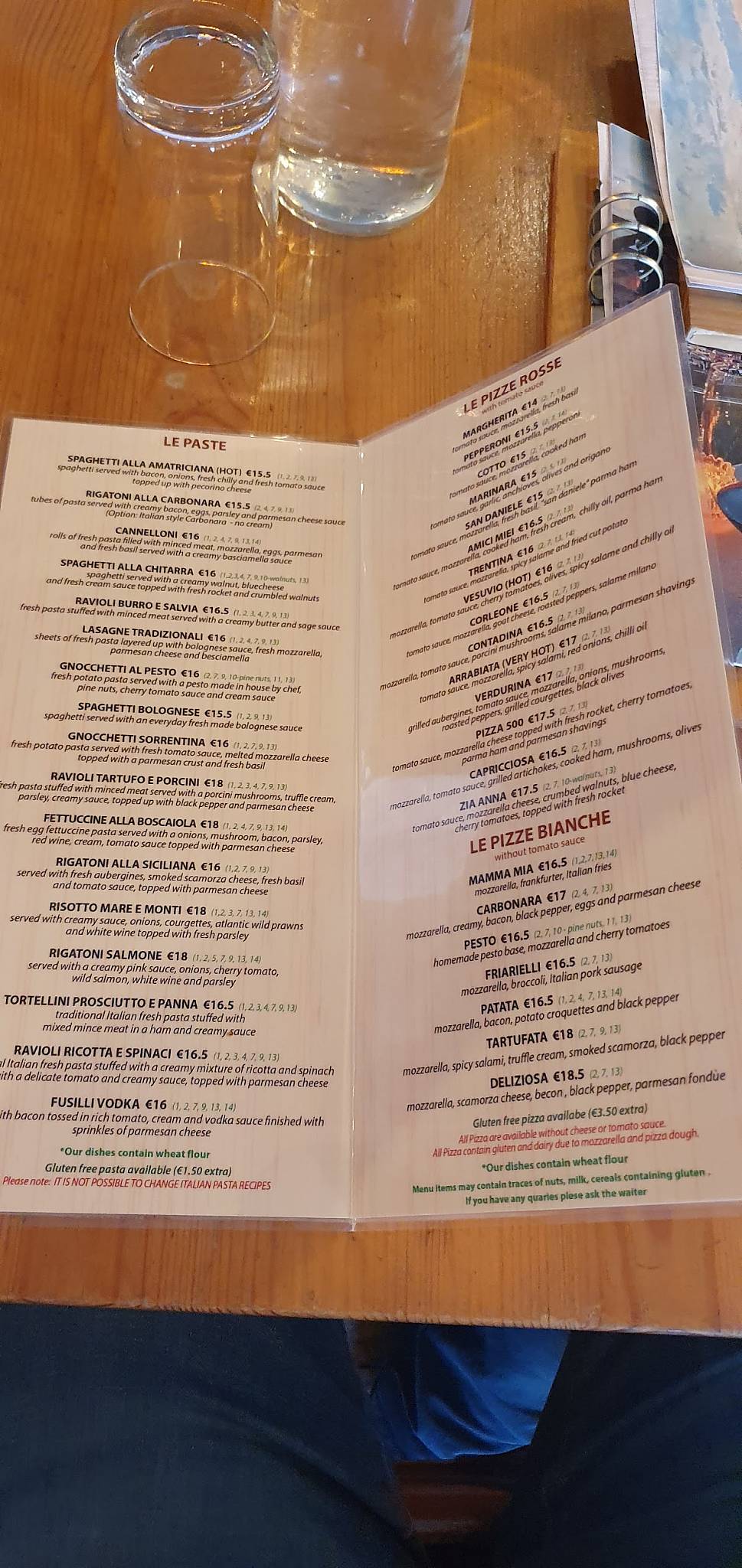 Menu at Caffé 500 restaurant, Carlow