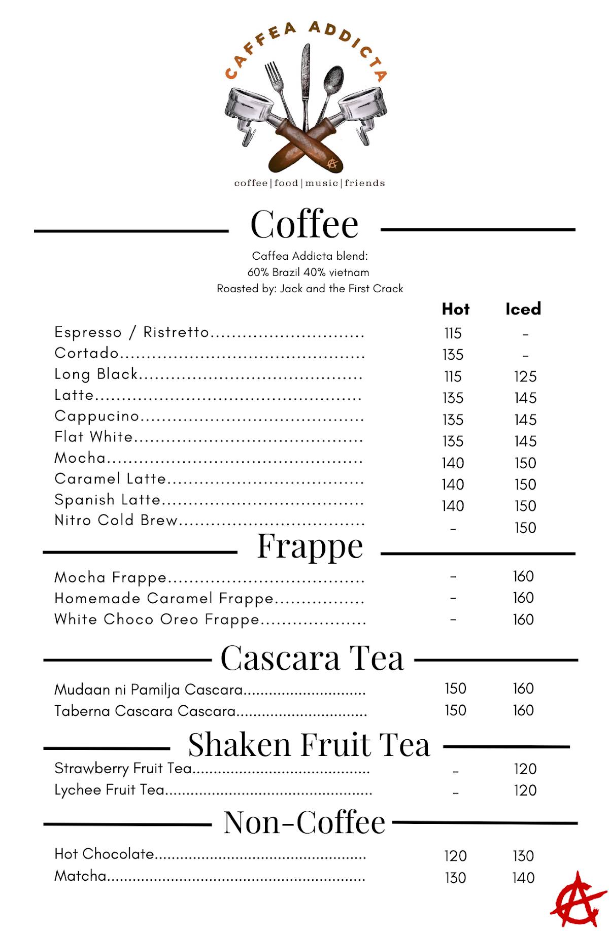 Menu at Caffea Addicta - Sampaloc, Manila cafe, Manila