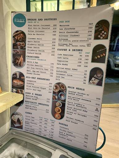 Menu at GUEV Cafe, Cainta