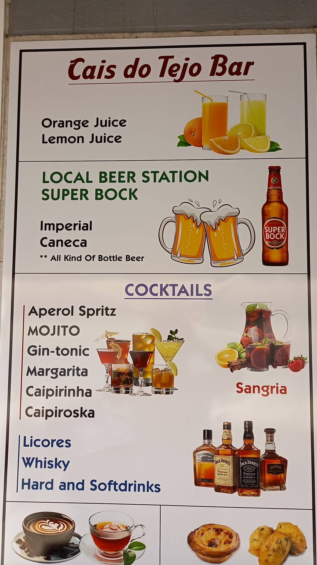 Menu em Cais Do Tejo restaurante, Lisboa