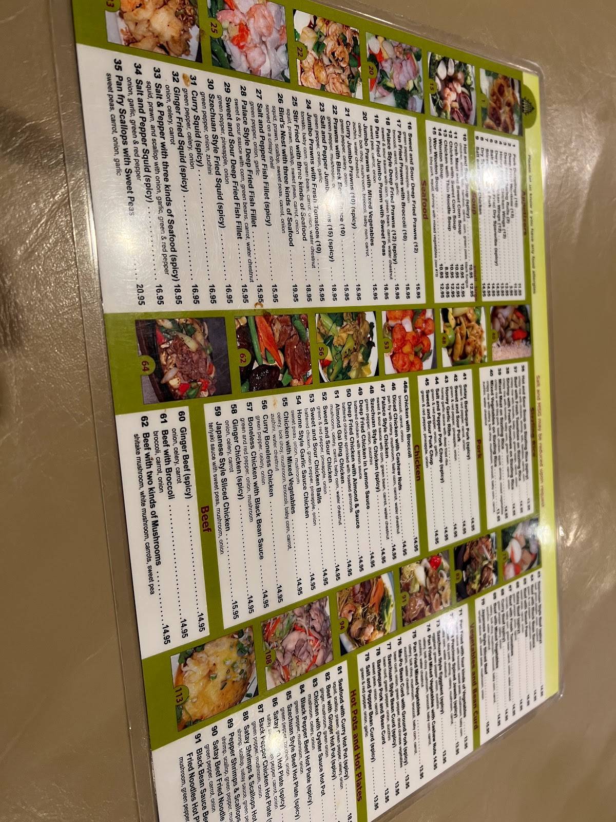 Menu at Emerald Palace Restaurant, Calgary