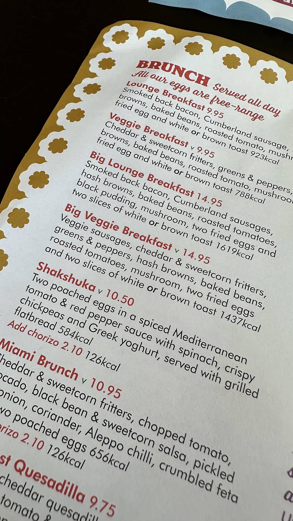 Menu at Calico Lounge restaurant, Chorley